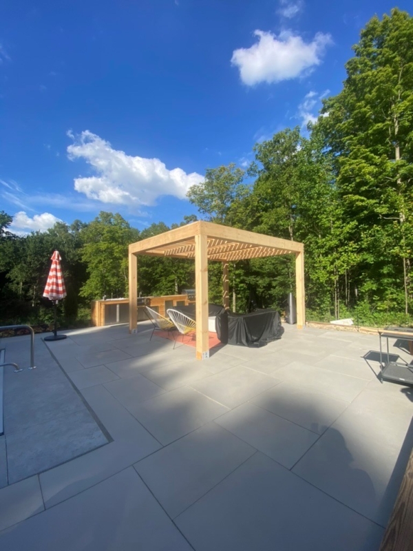 Outdoor Heavy Timber Pergola - Timberhaven Log & Timber Homes