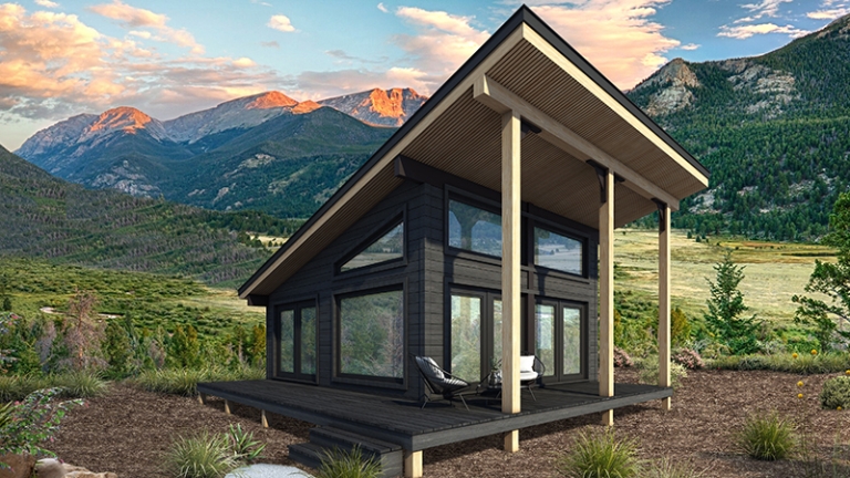 Evergreen ADU Modern Escape: A Twist on the Classic Log Cabin