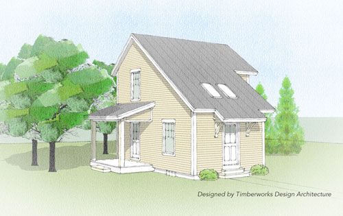 Philo Timber Frame, two story, 695 sf, 1 bedroom, 1 bath